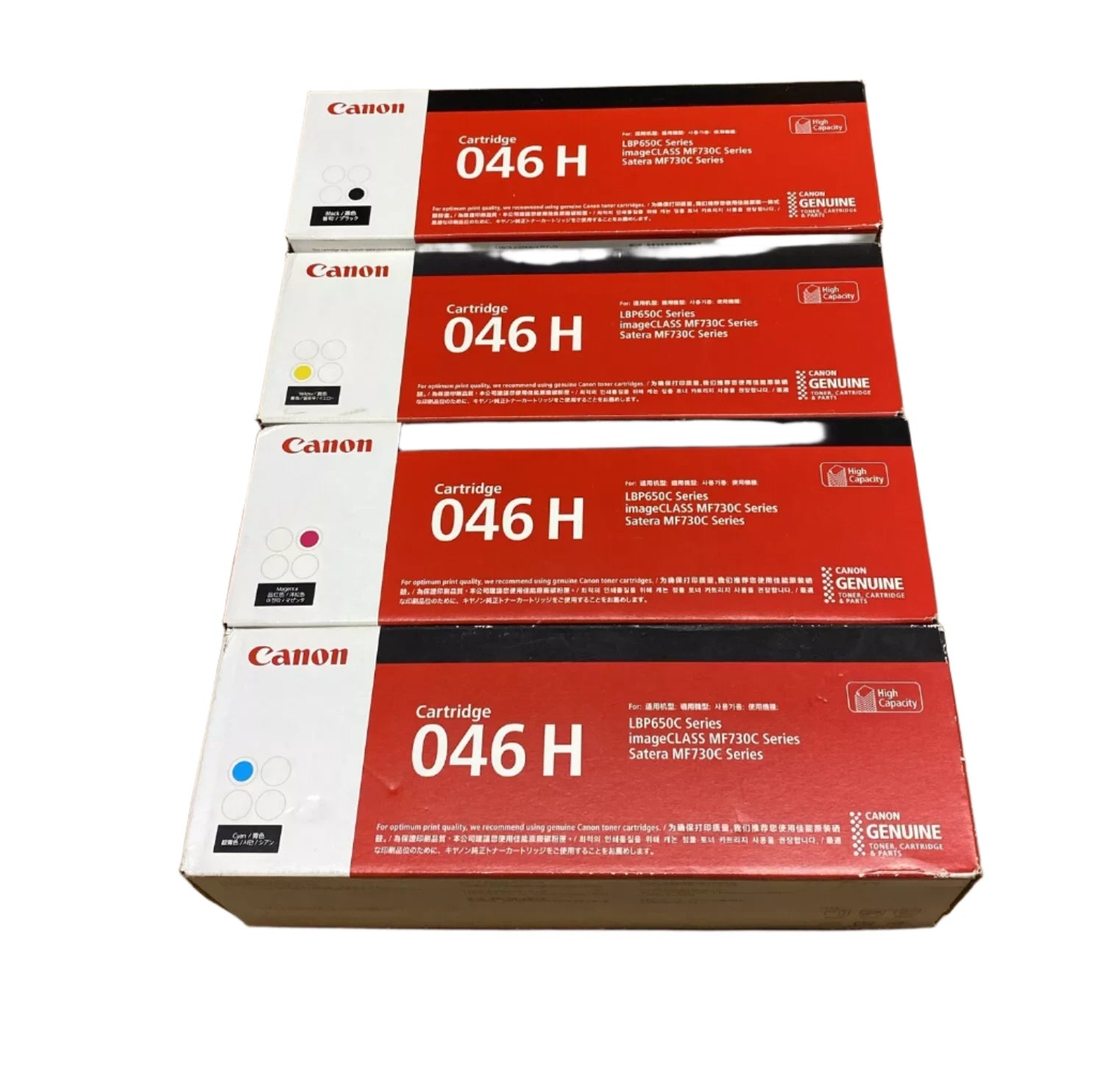Full Set: 4xPack Genuine Canon CART-046H C/M/Y/K Toner Set High Yield