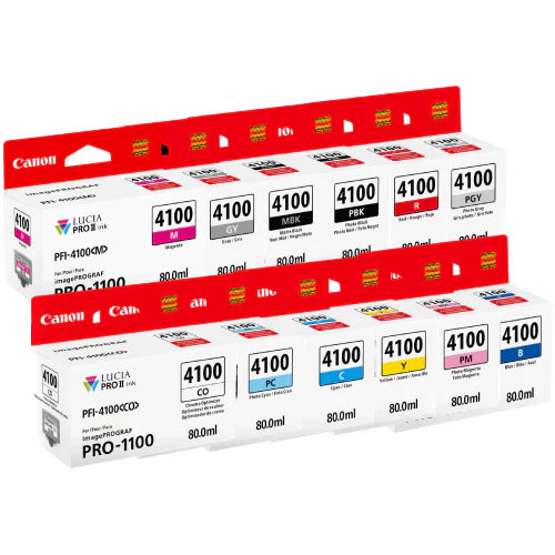 12x Pack Canon PFI-4100 Ink Cartridge Set (1MBK,1C,1M,1Y,1R,1GY,1CO ...
