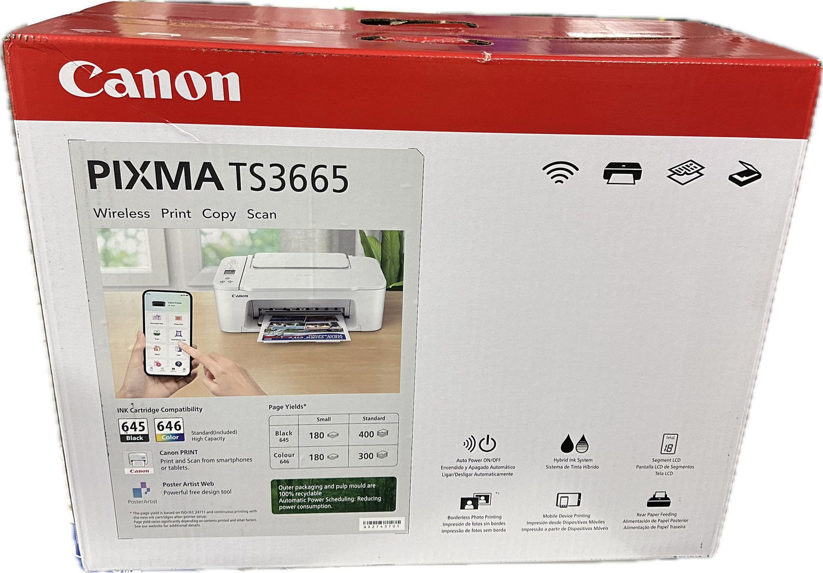 Canon PIXMA TS3665 Printer - Print, Copy, Scan and Wireless
