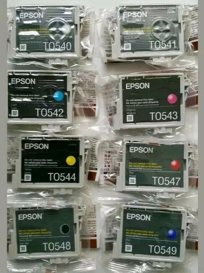 *Unbox* 8x Pack Genuine Complete Epson Ink Set - T0540, T0541, T0542 ...