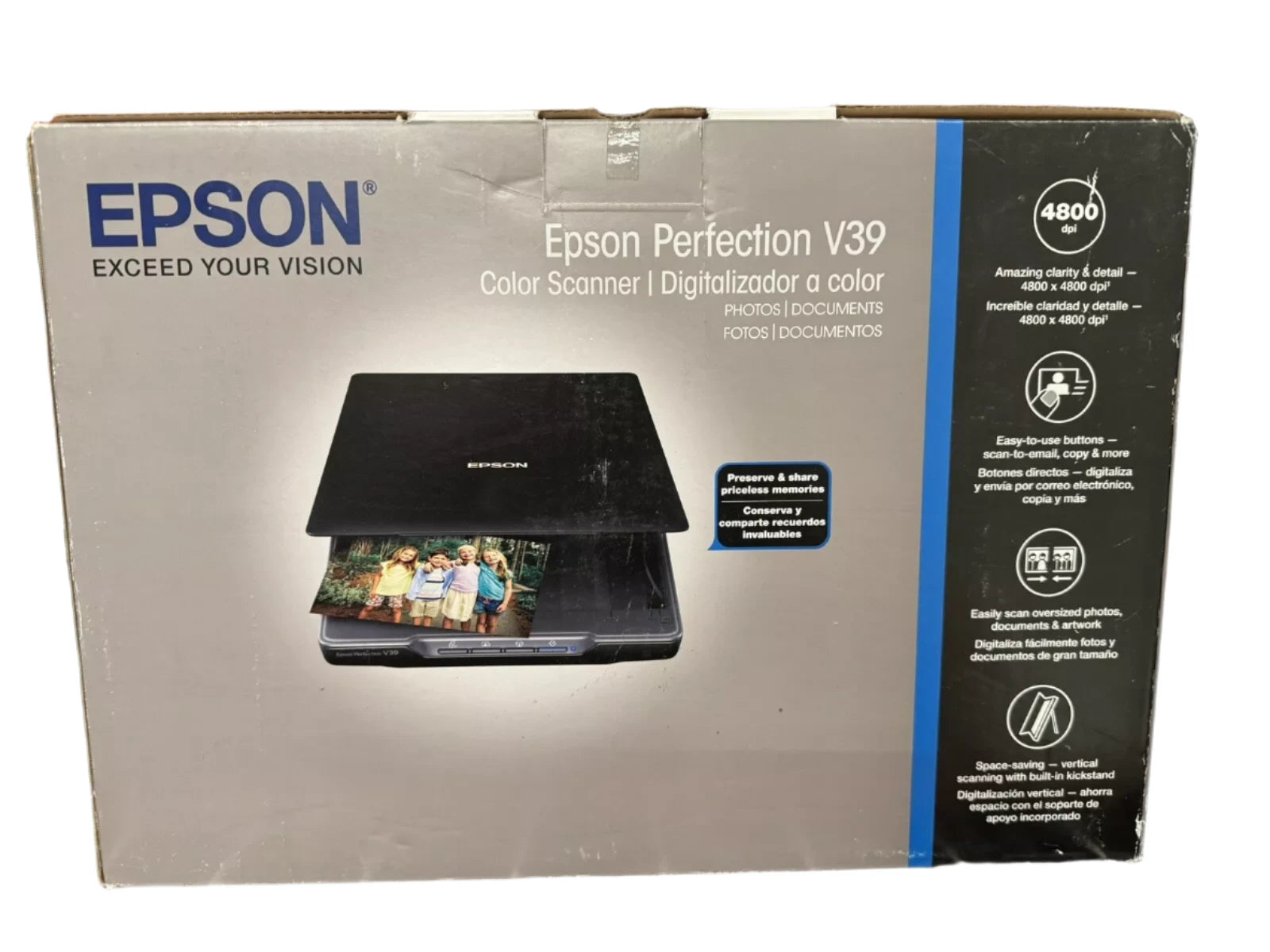 Epson Perfection V39II Flatbed Portable Photo A4 LED Scanner 4800DPI ...