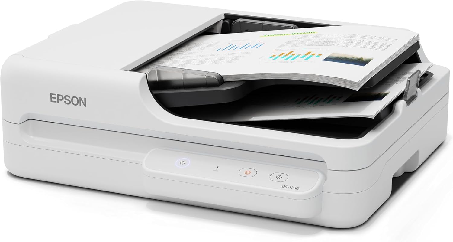 Epson WorkForce DS-1730 A4 Document Scanner – USB, Sheetfed & Flatbed