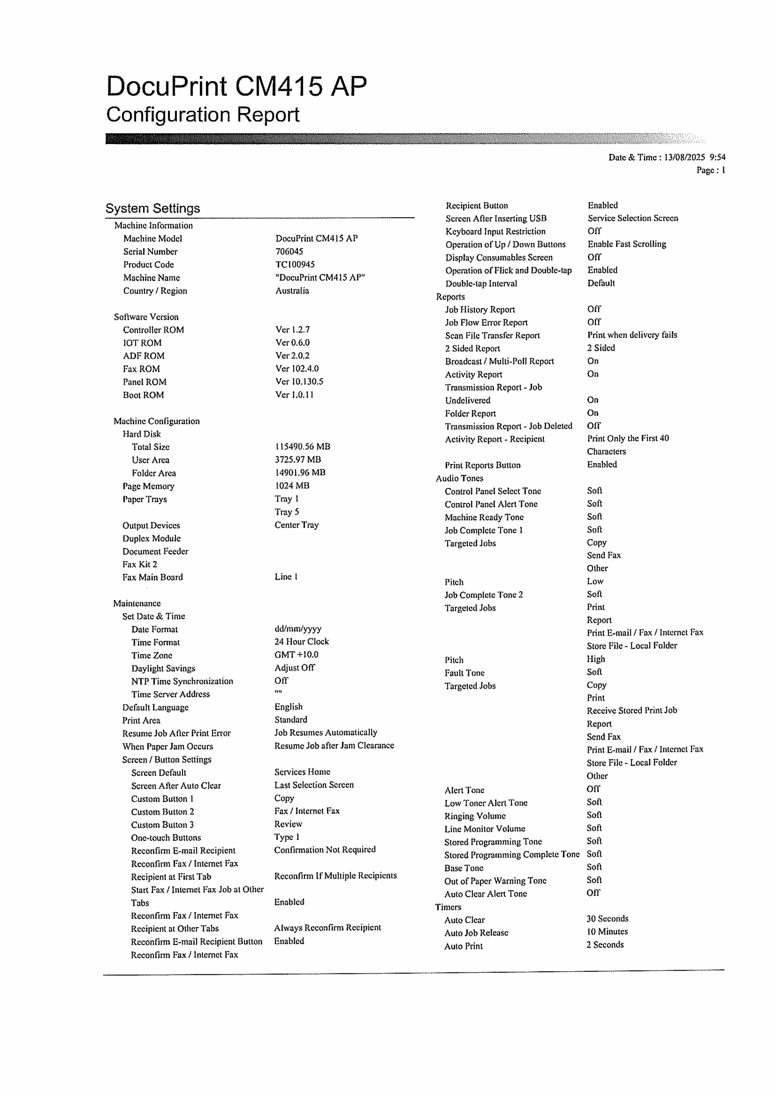 *Ex-Display* Fuji Xerox DocuPrint CM415AP 4-in-1 Color Laser Multifunc