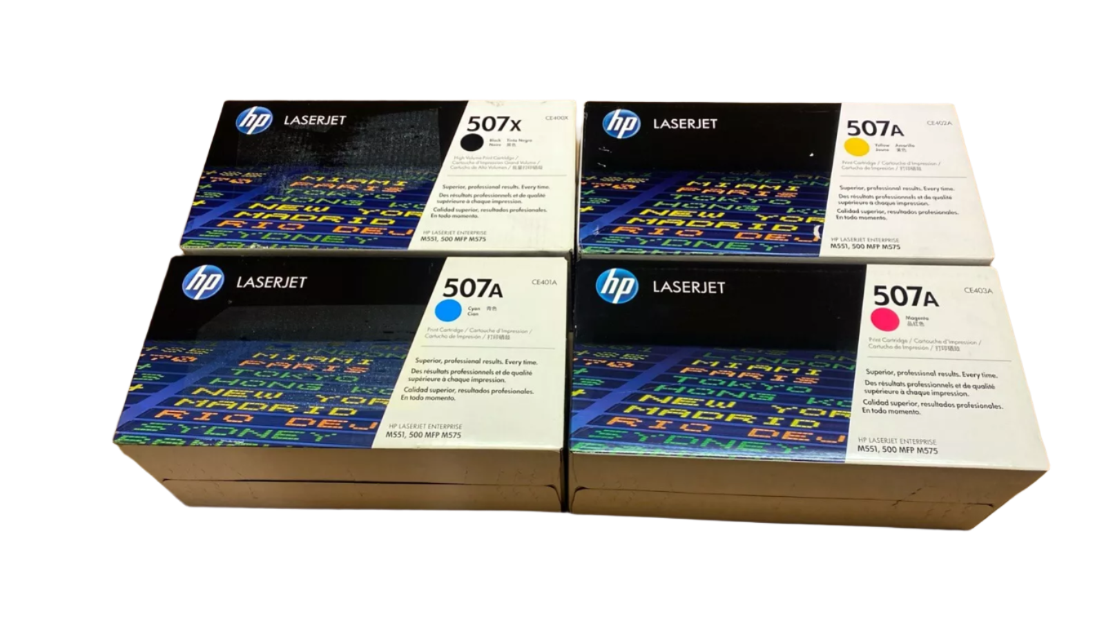 4x Pack HP CE400X CE401A CE403A CE402A Toner Cartridge Set 507X 507A