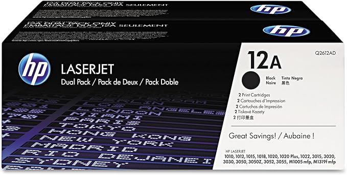 Genuine HP 12A Black Twin Pack Toner Cartridge Q2612AD (2K x 2 ...