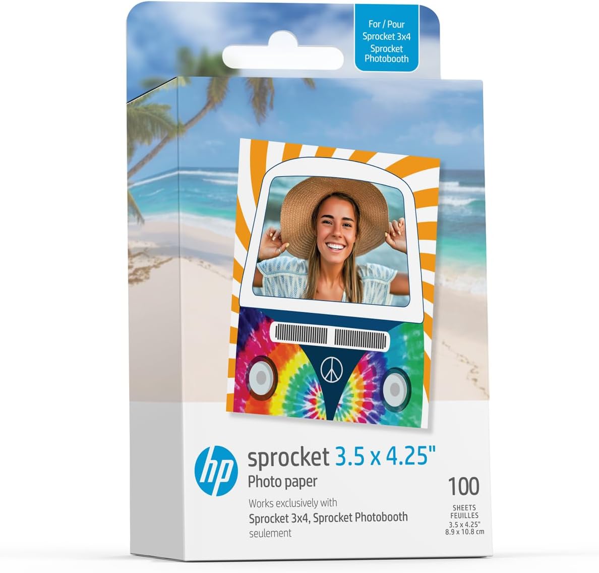 HP Sprocket Printer Paper 3.5 x 4.25" Zink Sticky-Backed Photo Paper ...