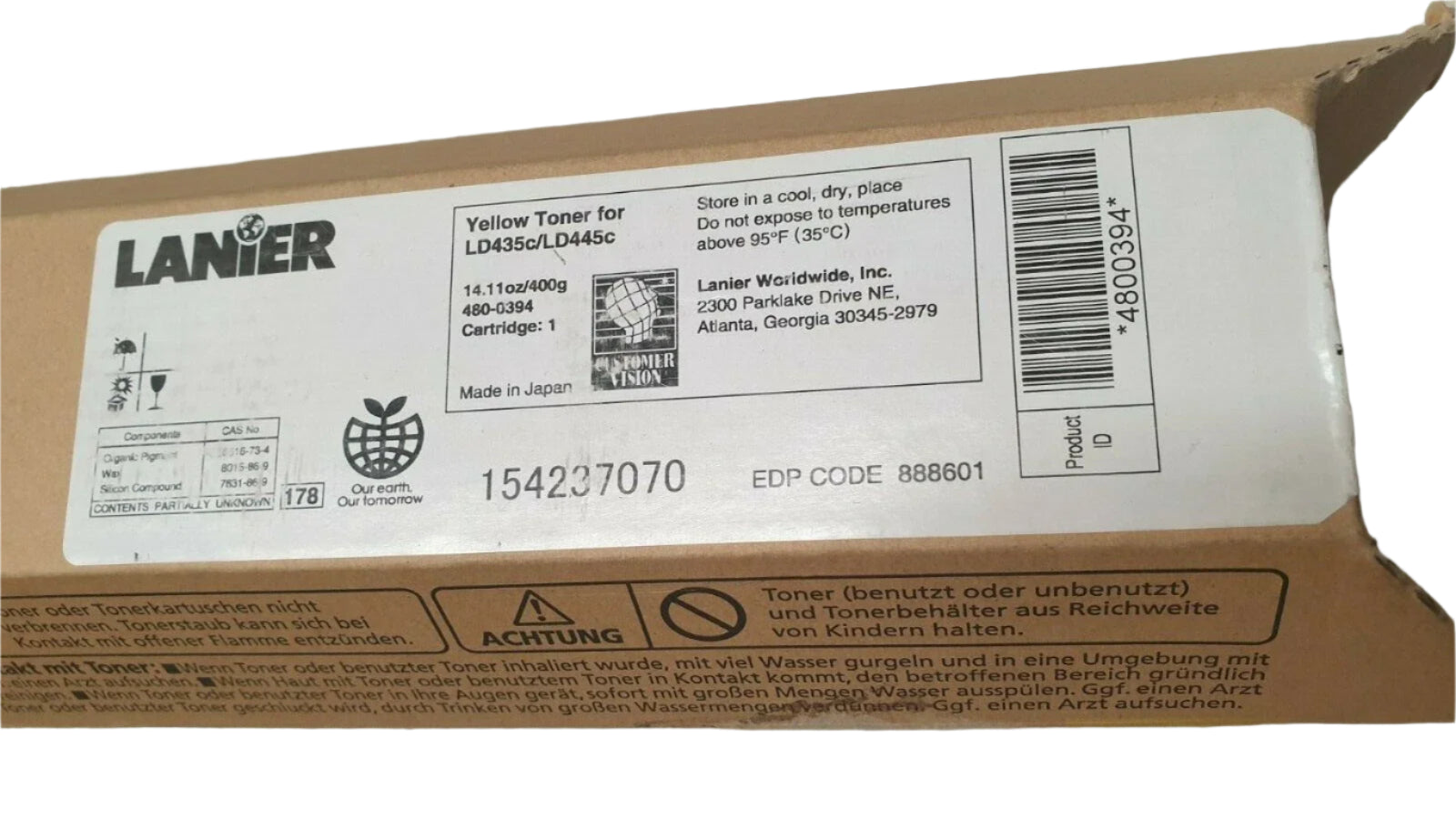Genuine Lanier 888601 Yellow Toner Cartridge for MPC3500 MPC4500 LD435C 17K