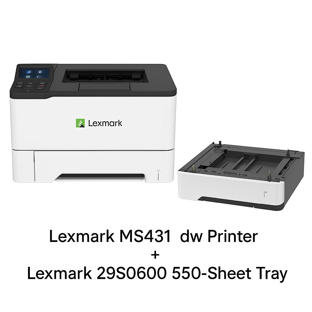 Lexmark MS431DW Mono Laser Printer + Free Extra 550 Paper Tray