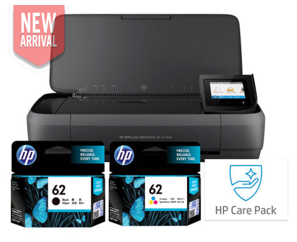 BUNDLE: HP OfficeJet 250 All-in-One Portable Printer + BONUS: #62 Stan
