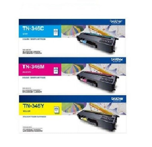 Bundle: 3x Pack Genuine Brother TN-346 C/M/Y Toner Cartridge Set High Yield