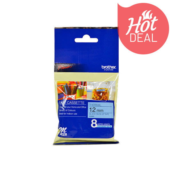 Genuine Brother MK531 12mm Black on Blue Labelling Tape 8M [M-K531]