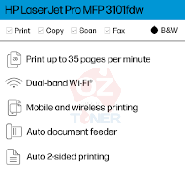 HP LaserJet Pro MFP 3101fdw Printer - 33ppm/Wireless/Print/Copy/Scan ...