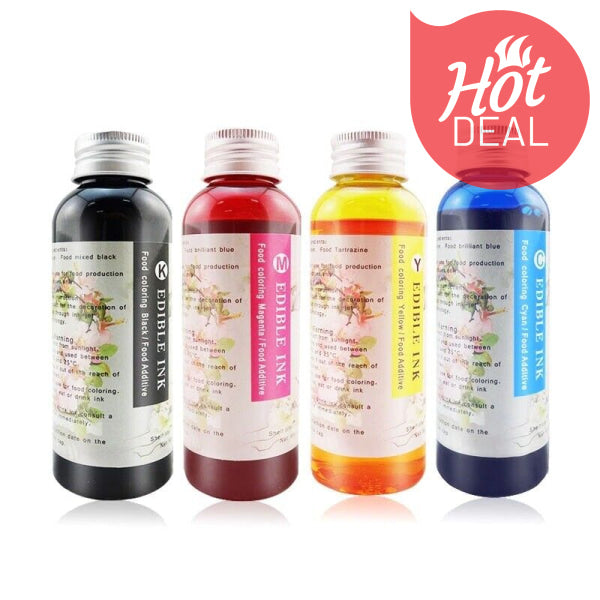 OZ Edible Cake Refill Ink Set (100ml x4) for Canon Printer PGI650/CLI6
