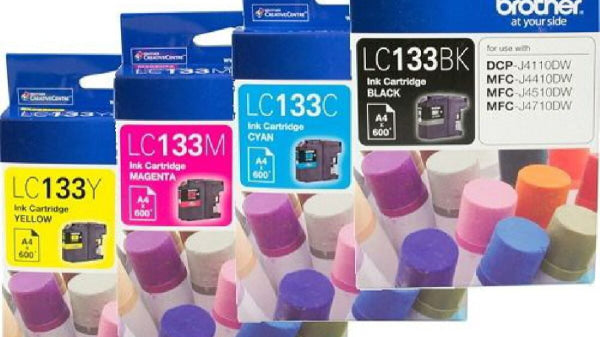 4 Pack Genuine Brother LC133 Ink Set (1BK,1C,1M,1Y) for MFC-J6920dw ...