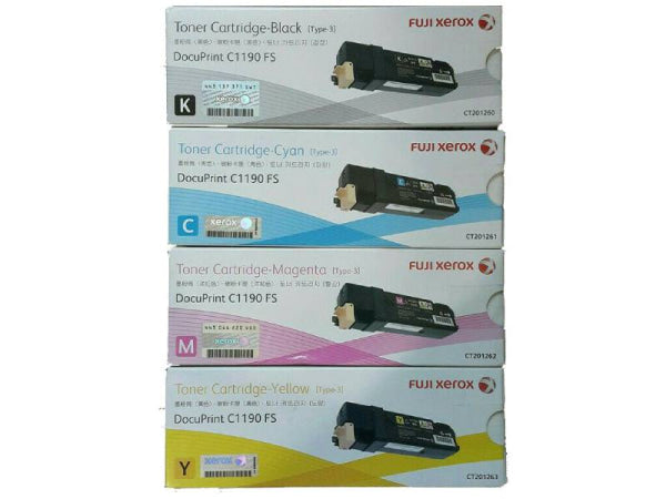 4x Pack Genuine Fuji Xerox DocuPrint C1190 C1190FS Toner Cartridge Set ...