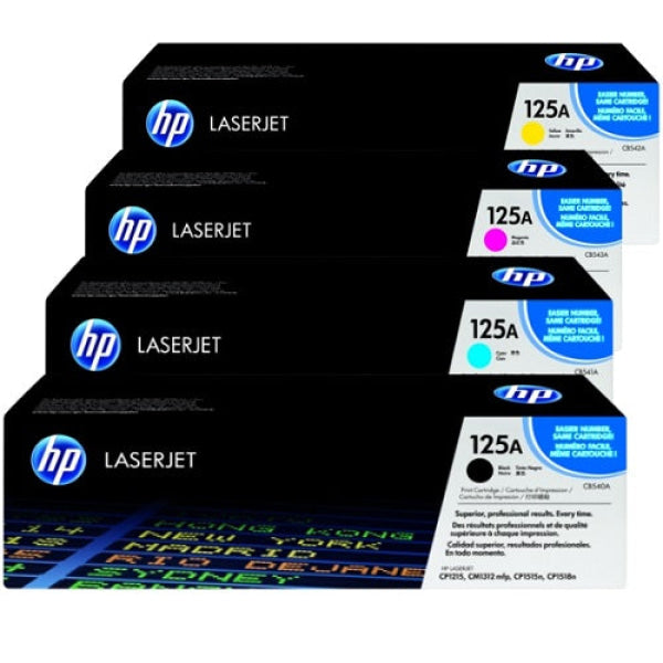Genuine HP #125A C/M/Y/K Toner Cartridge Set [CB540A+CB541A+CB542A+CB543A]
