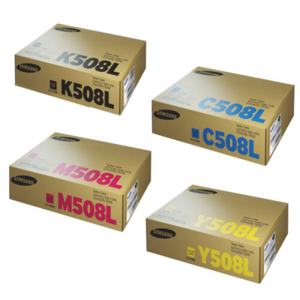 4 Pack Genuine Samsung #508L C/M/Y/K Toner Set for CLP-620 CLP-670 CLX-6220 SU191A SU058A SU325A ...