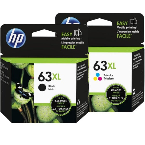 Genuine Bundle: HP #63XL Black & Colour Ink Cartridge Set (1BK,1C ...