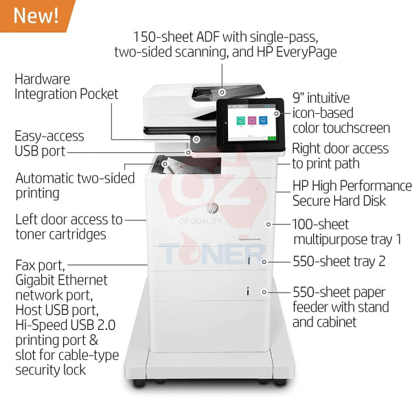 HP LaserJet Enterprise MFP M634fht All-in-One Mono Laser Printer 65PPM ...