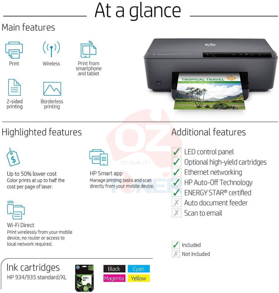 HP OfficeJet Pro 6230 Wireless Color Inkjet Printer+Duplex+ePrint ...